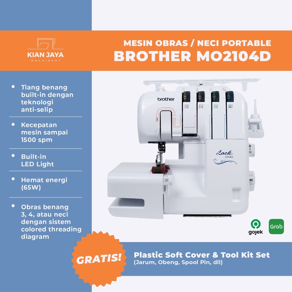 Jual Mesin Obras / Neci Portable Brother MO2104D Brother MO 2104D 2104D | Shopee Indonesia