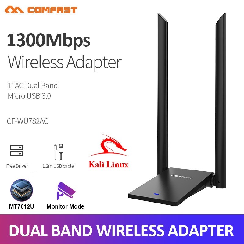 Jual COMFAST 1300Mbps USB3.0 WiFi Adapter MT7612U 2.4G&5GHz Network ...