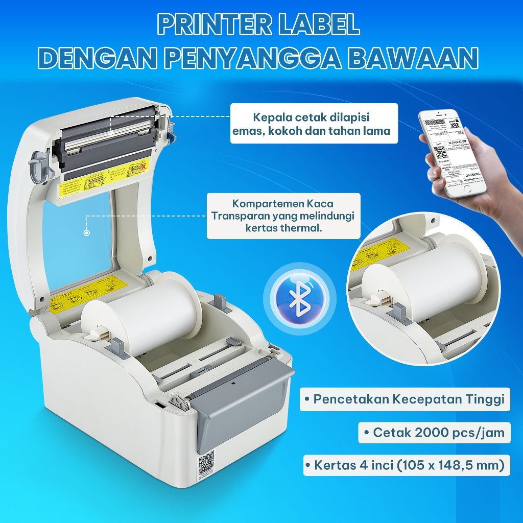Jual Barcode Printer Thermal Waybill Printer USB+Bluetooth Mesin Cetak ...