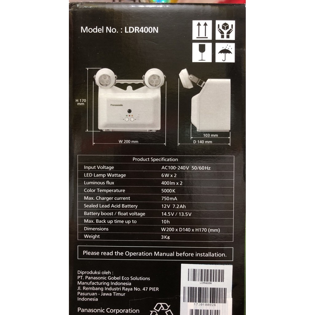 Jual Panasonic Led Lampu Emergency Light Ldr400N Terlaris | Shopee ...