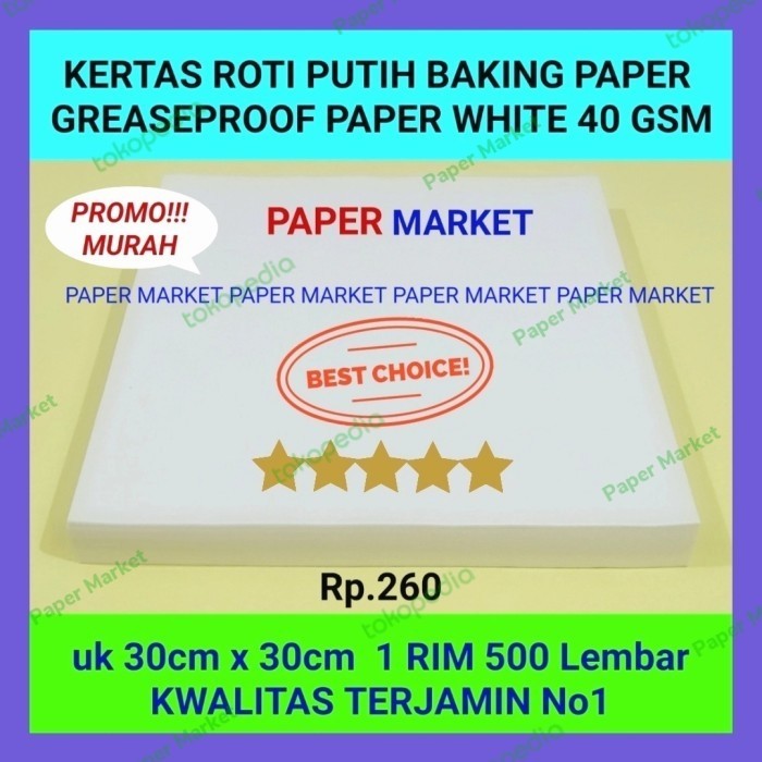 Jual KERTAS ROTI PUTIH GREASEOF PAPER WHITE 40GSM ...
