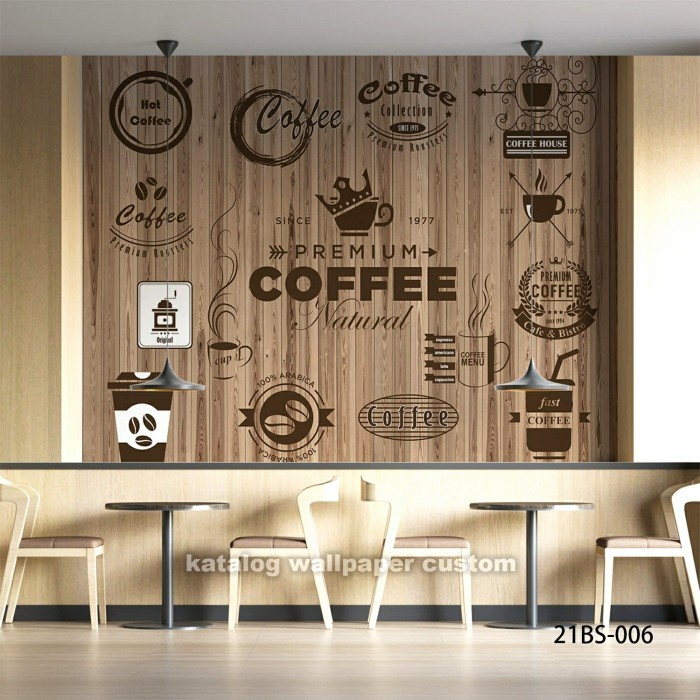 Jual Wallpaper Dinding 3D Custom Cafe Coffee Shop/ Kafe Kopi (21BS-006 ...