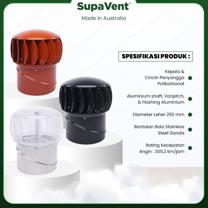 Jual Promo Turbin Ventilator Rumah SupaVent Night Sky Wind Driven Roof ...