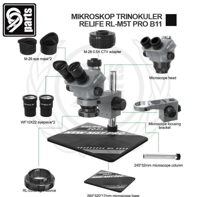 Jual Mikroskop Trinokuler Relife Rl-M5T Pro B11 + Led / Microscope ...