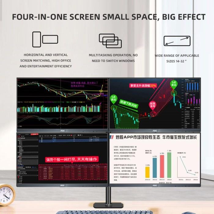 Jual Triple W Quad Monitor Clamp Bracket Breket Mount Holder Desk Led ...