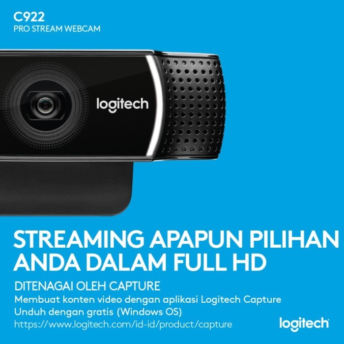 Jual LOGITECH C922 PRO STREAM WEBCAM BACKGROUND REPLACEMENT + TRIPOD ...