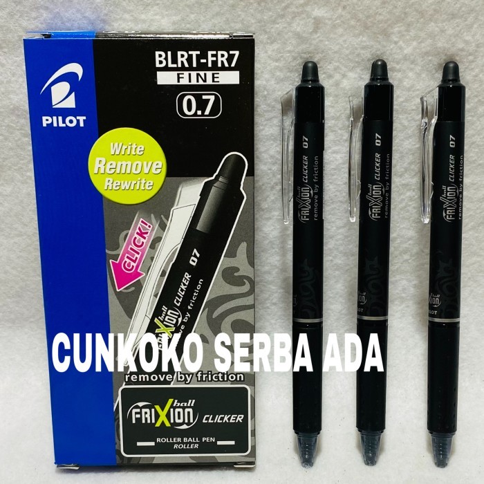 Jual PULPEN PILOT FRIXION CLICKER BLRT-FR7 0.7 MM HITAM / 1 BOX ISI 12 ...