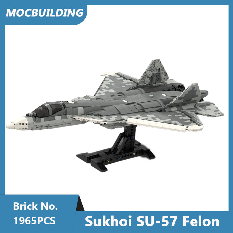 Jual JD MOC Building Blocks Sukhoi SU-57 Felon Aircraft 1/35 Scale Model DIY Assembled Bricks ...