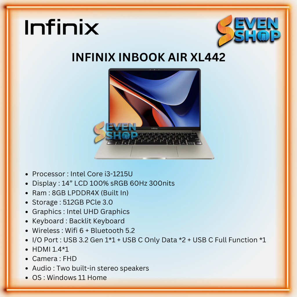Jual Laptop Infinix INBook Air XL442 14 - Intel Core i3-1235U - 14 inch ...