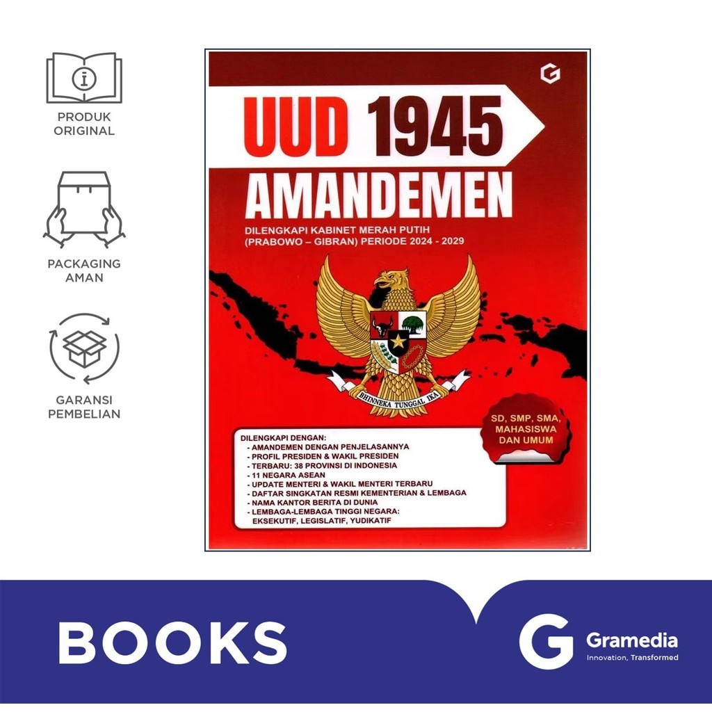 Jual UUD 1945 Amandemen Dilengkapi Kabinet Merah Putih (Prabowo - Gibran ) | Shopee Indonesia