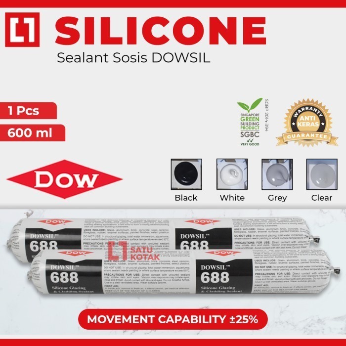 Jual HEMAT Silicone Sealant Lem Netral 688 Sosis Sausage 600ml Dowsil | Shopee Indonesia