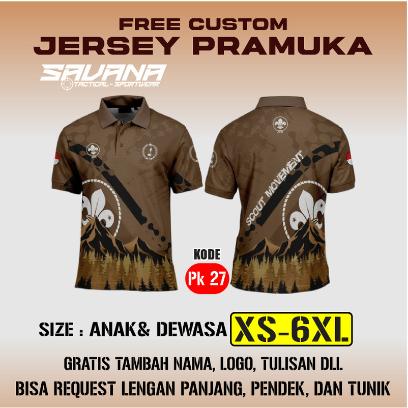 Jual SAVANA - Jersey premium PRAMUKA printing penggalang pdh pdl custom / baju / kaos PR106 ...