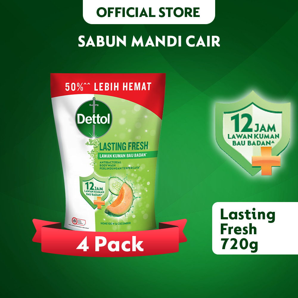 Jual Dettol Sabun Mandi Cair Lasting Fresh Anti Bakteri 720gr (4 pcs ...