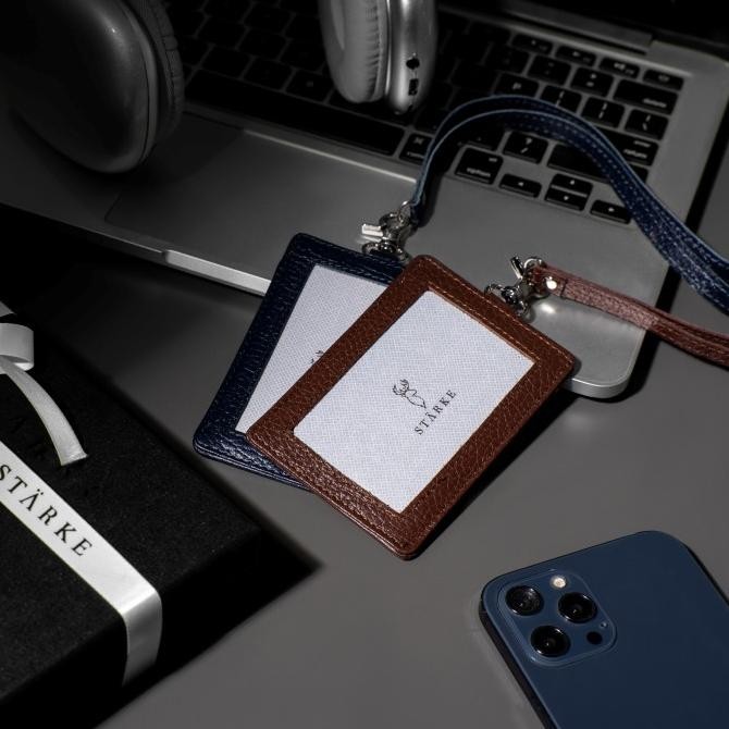 Jual Sale Name Tag Lanyard Id Card Kulit Asli Starke Leather Hustle Hog ...