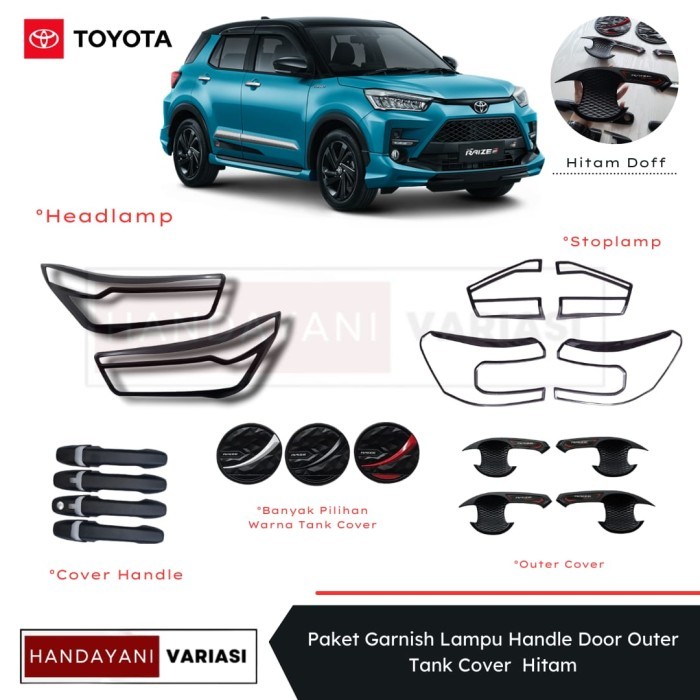 Jual Paket Garnish Handle Outer Tank Cover Toyota Raize Hitam All ...