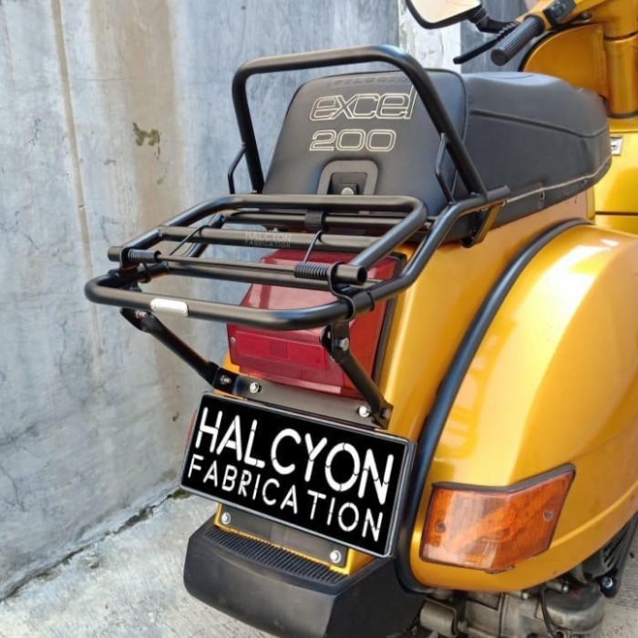 Jual Halcyon Backrack/Rak Belakang Vespa Px Black Coating | Shopee ...