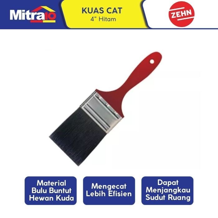 Jual Zehn Black Bristle Paint Brush / Kuas Cat Hitam 4 Inc | Shopee ...