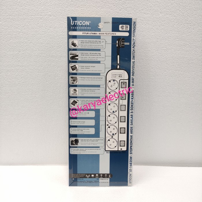 Jual Stop Kontak Uticon 6 Lubang Switch St1682Sn | Shopee Indonesia