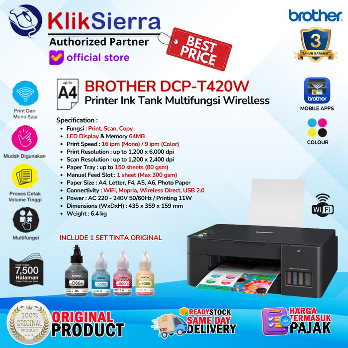 Jual BROTHER DCP-T420W Printer Ink Tank Colour AIO Multifunction T420 ...