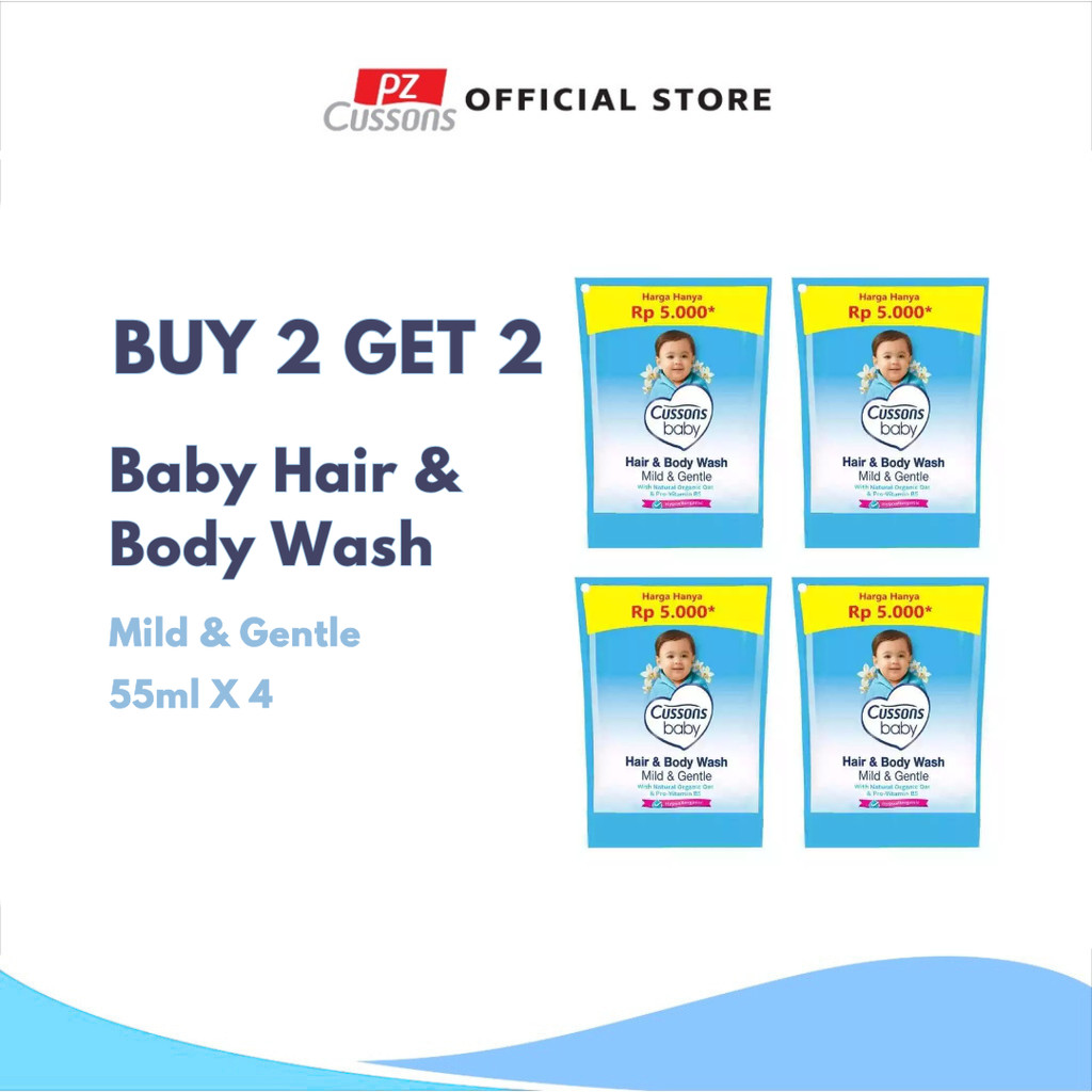 Jual [BUY 2 GET 2] Cussons Baby Hair & Body Wash Mild & Genle 55ml | Shopee Indonesia