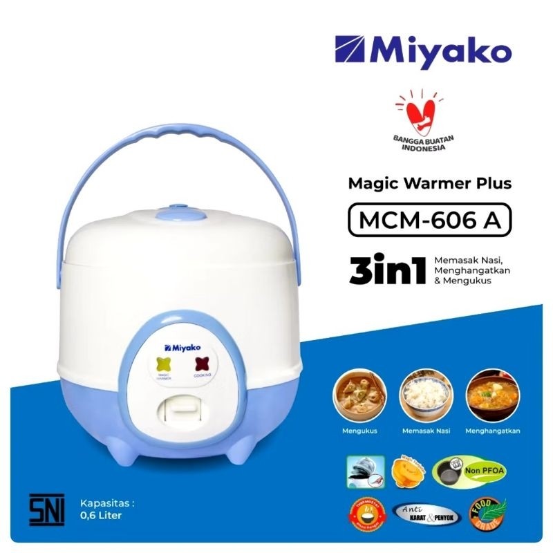 Jual Rice Cooker Miyako Kapasitas 0.6L Magic Com Miyako MCM-606A ...