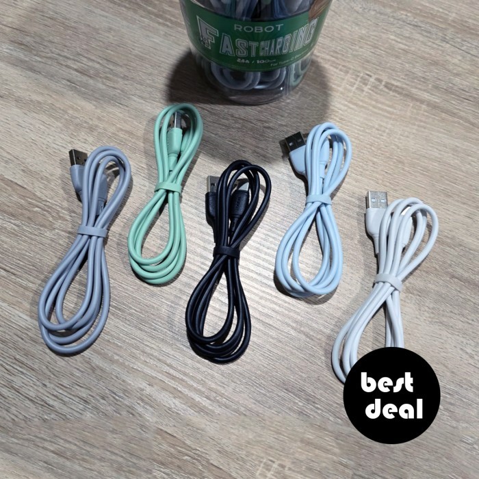 Jual KABEL DATA ROBOT RBM100 MICRO USB DATA CABLE (1 BOX ISI 30 PCS) | Shopee Indonesia