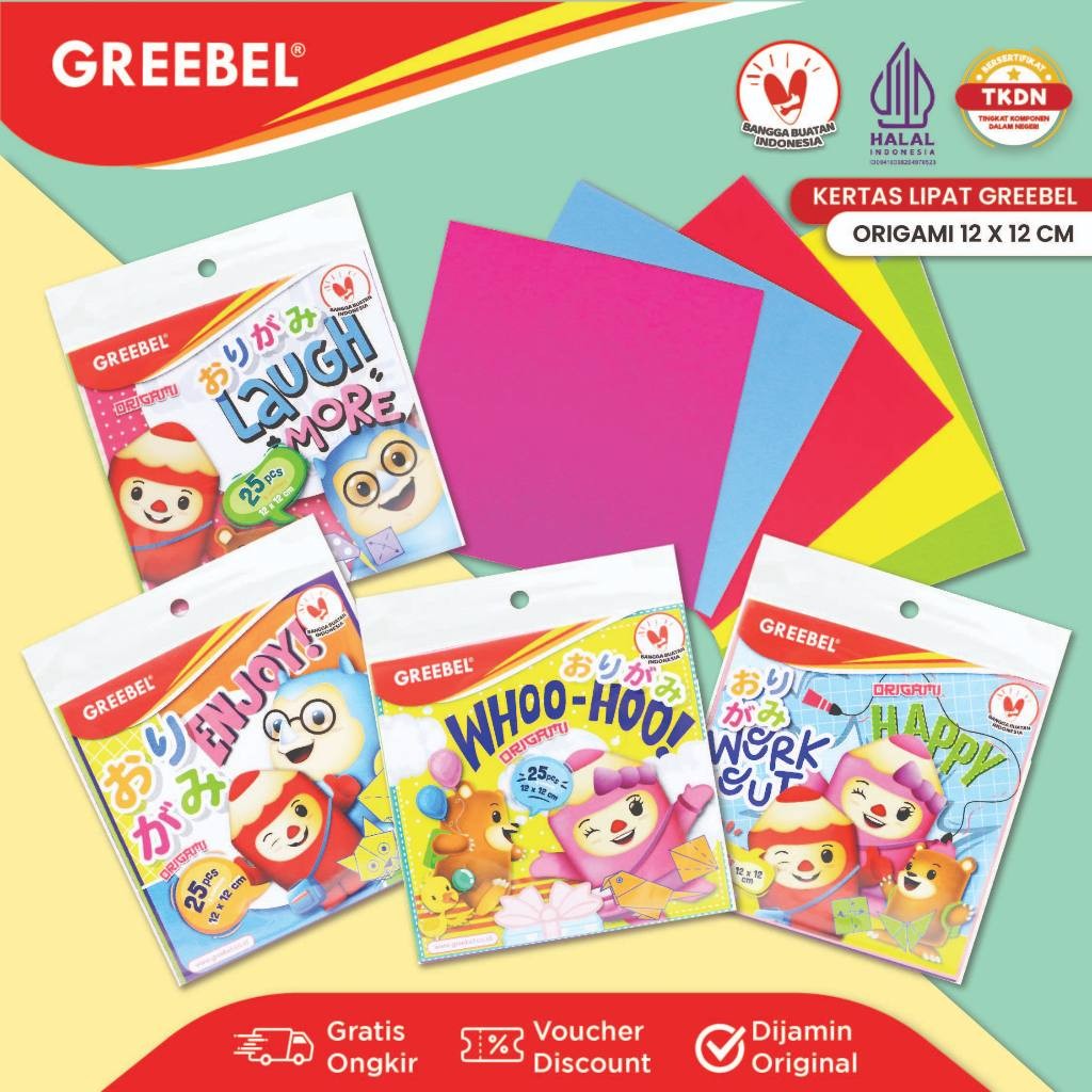Jual GREEBEL Kertas Origami 25 Lembar 12X12Cm / Kertas Lipat Paper ...