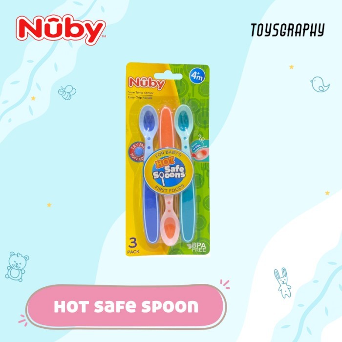 Jual Nuby Kids Hot Safe Spoon Sendok Makan Anak Anti Panas 3 Pack | Shopee Indonesia