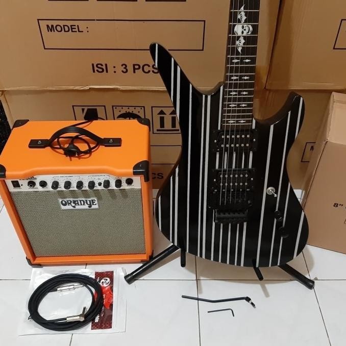 Jual Paket Mantap Gitar Schecter Synyster Gates,Ampli Oranye Dan Kabel ...