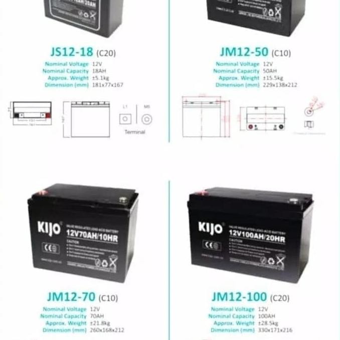 Jual Battery Kering Vrla Or Aki Kering Vrla Merk Kijo 12V 18Ah | Shopee ...