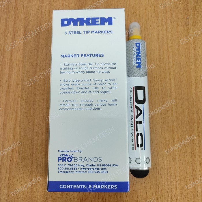 Jual Dykem Dalo Steel Marker Dykem Dalo Industtial Paint Marker (Kuning ...