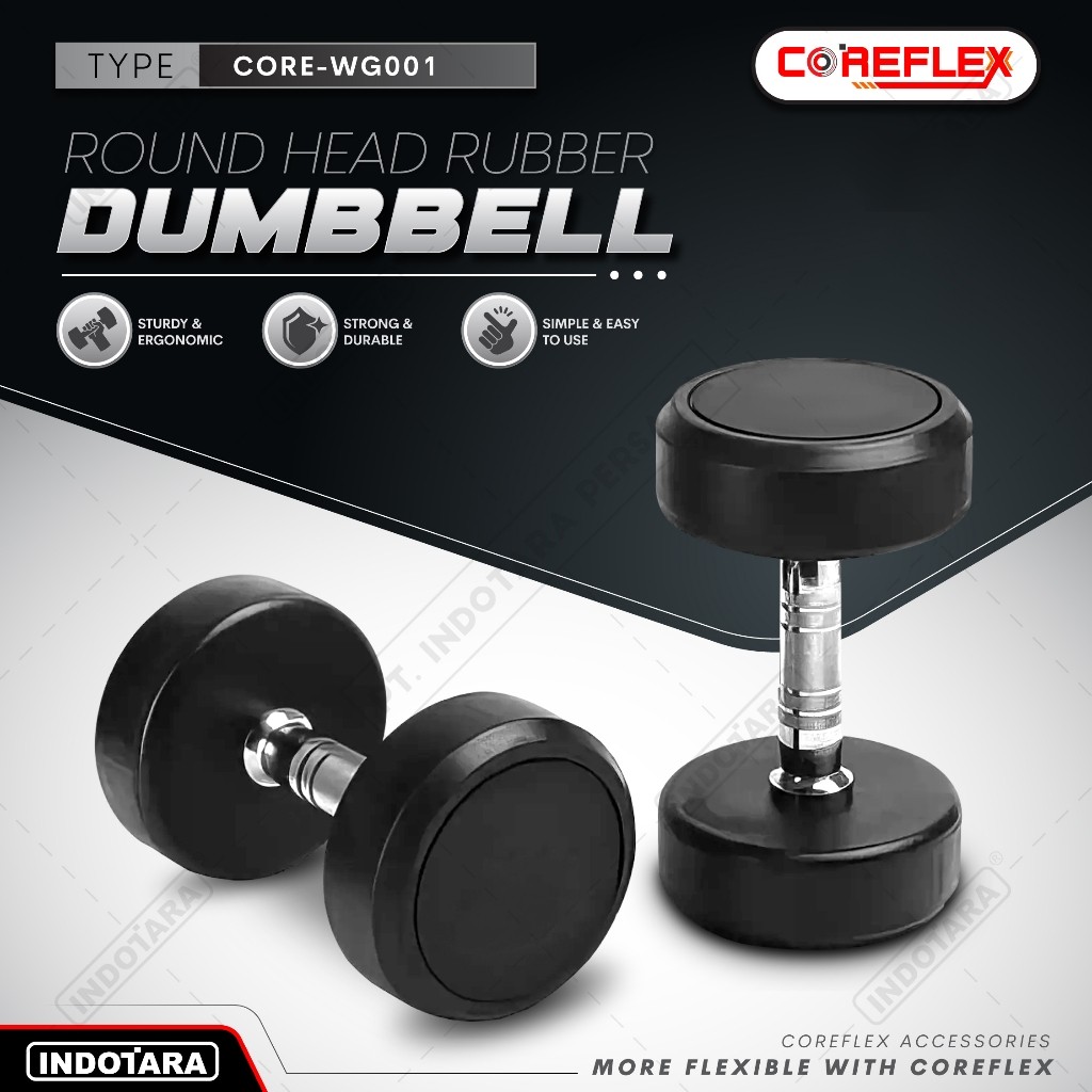 Jual Coreflex Dumbbell - 2.5 KG - 17.5 KG - Rubber Dumbell Barbell | Shopee Indonesia