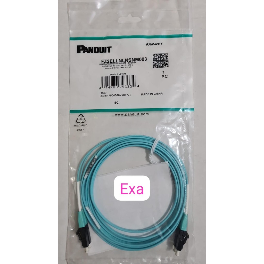 Jual Panduit Fiber Optic Patch Cord LC - LC OM4 LSZH - FZ2ELLNLNSNM003 ...