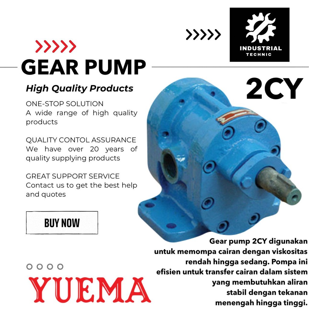 Jual GEAR PUMP YUEMA 2CY 2.1.2.5 1" X 1" GLAND PACKING POMPA / GEARPUMP ...