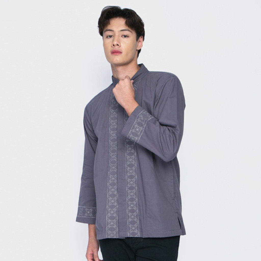 Jual Erigo Koko Long Sleeve Bordir Darien Grey - Kemeja Koko Lengan ...