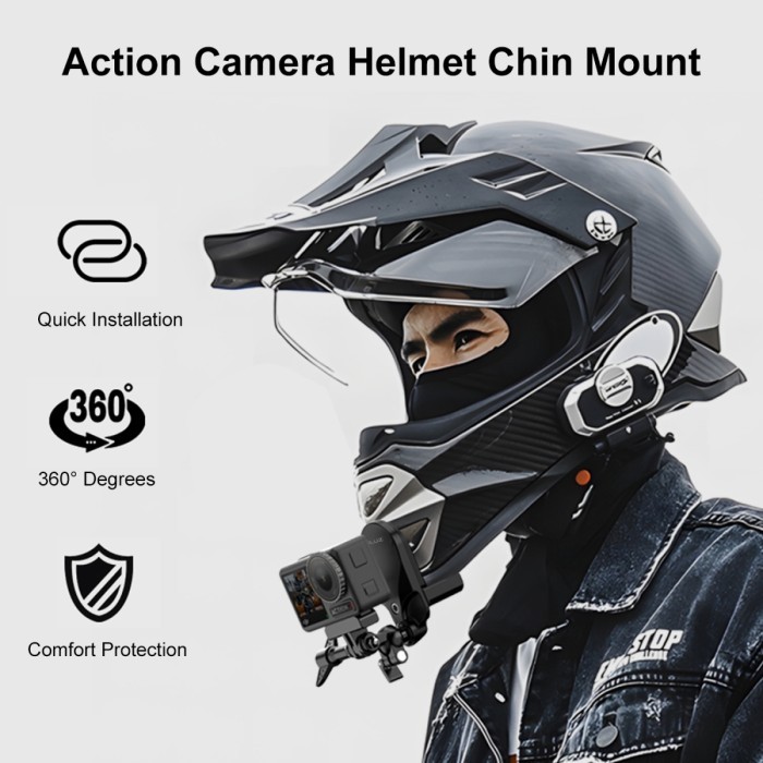 Jual LIMITED EDITION PULUZ Motorcycle Helmet Chin Clamp Mount Adapter ...