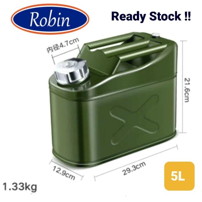 Jual TERBARU jerigen 5liter jerry can 5l besi tempat cadangan bbm solar ...