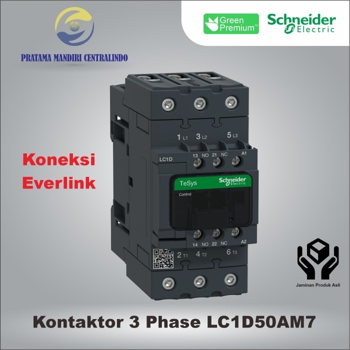 Jual LC1D50AM7 KONTAKTOR 3 PHASE 50 AMPERE 22KW 220V SCHNEIDER 3P 50A ...