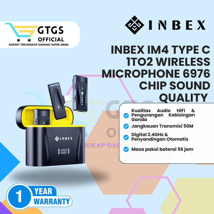 Jual INBEX IM4 Usb C 2 in 1 Wireless Microphone 6976 Chip Sound Quality ...