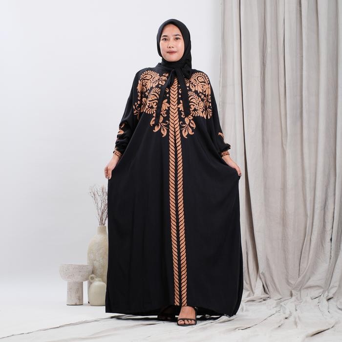 Jual Rifina Store Dress Zalea Set Hijab Black Series Simple Elegan ...