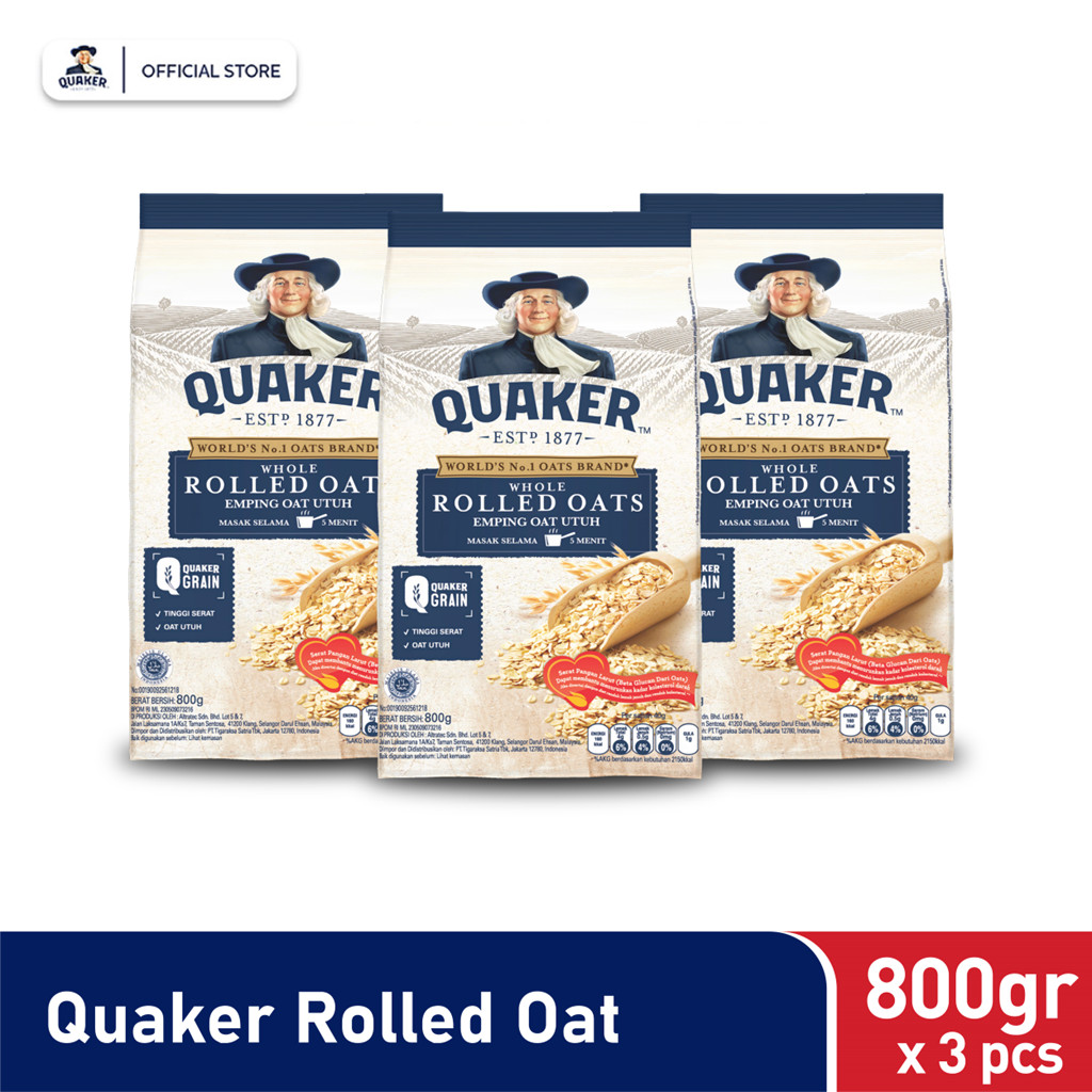 Jual Quaker Rolled Oats 800 gr - Triple Pack | Shopee Indonesia