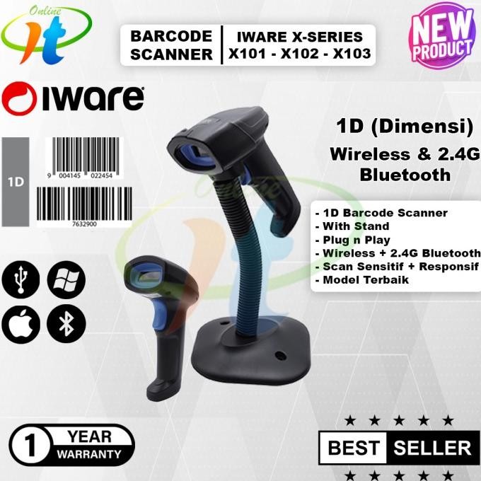 Jual NEW Barcode Scanner Iware X-Series Usb Bluetooth Wireless 1D/2D ...