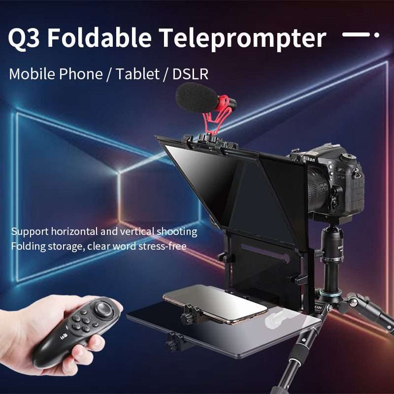 Jual BARU mini Foldable Tablet Teleprompter Q3 Reader for 12" Tablet ...