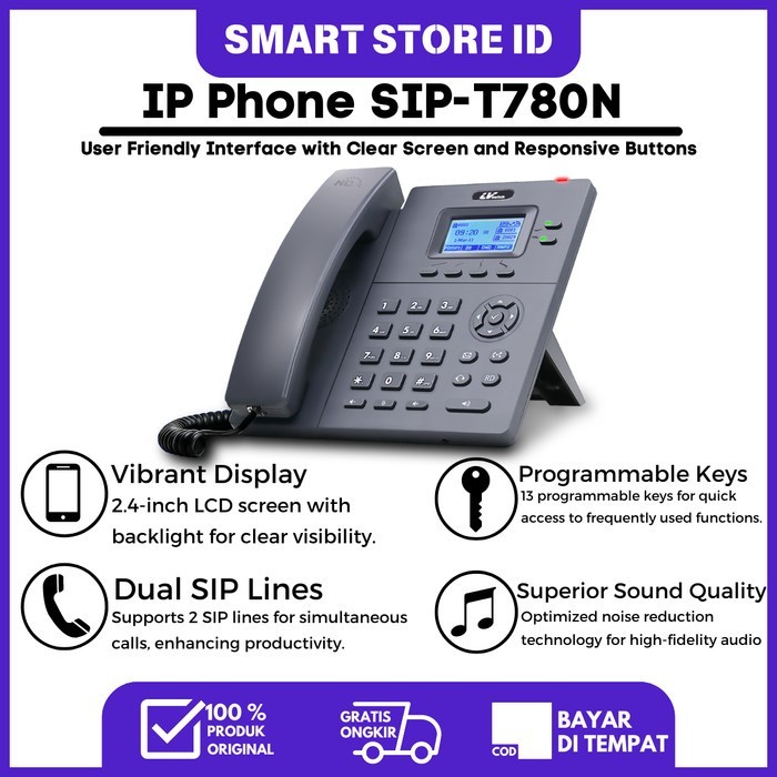 Jual IP Phone T780N POE WIFI Line SIP T780PWN Support POE Garansi 1 Tahun | Shopee Indonesia