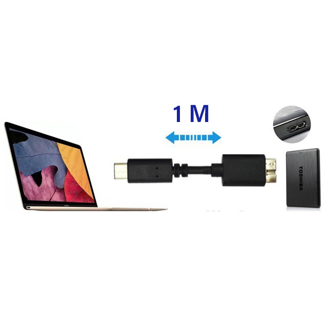 Jual Kabel USB Type C to USB 3.0 Micro B HDD Data Cable 1M | Shopee ...