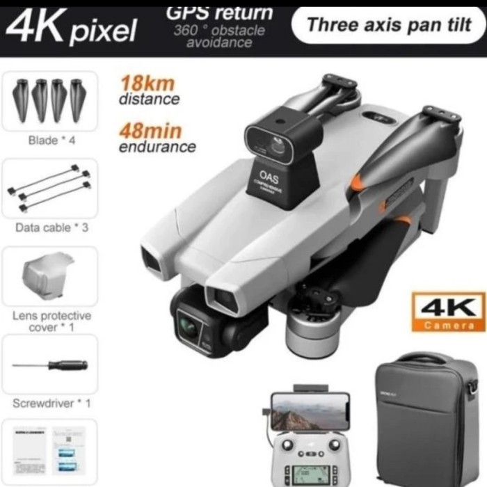 Jual Drone Ae86 Pro Max 3Axis Gps Dual Camera 8K Hd Fpv Highest Spec 1 ...