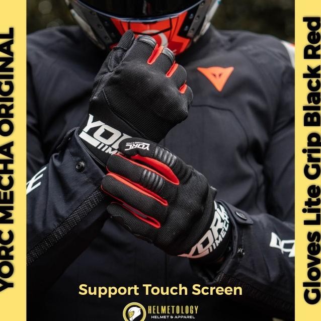 Jual Yorc Mecha Glove Lite Grip Red Arung Tangan Motor Touchcreen ...