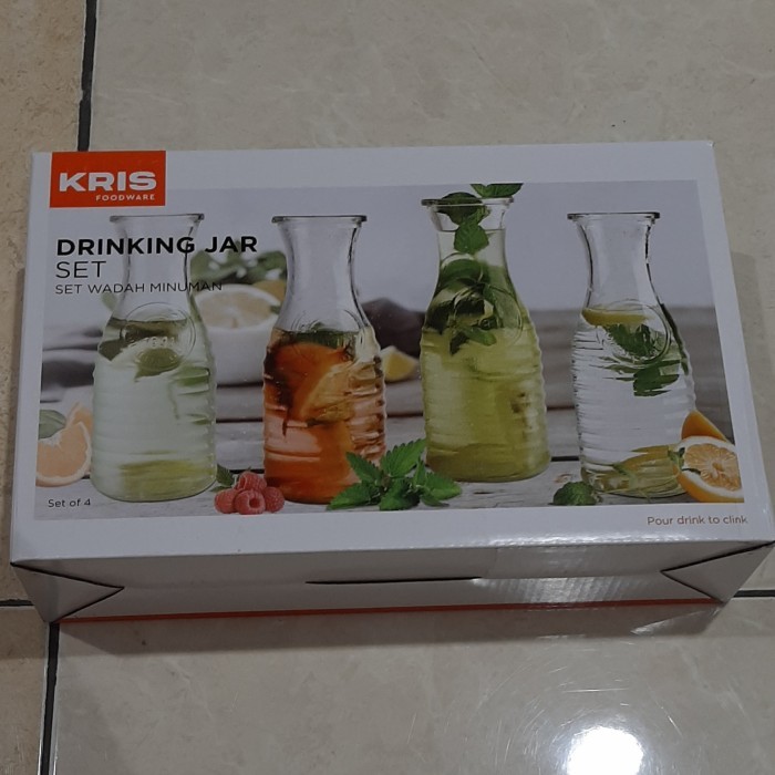 Jual Krishome Set Gelas Jar Line 500 Ml 4 Pcs / gelas kaca set / jat ...