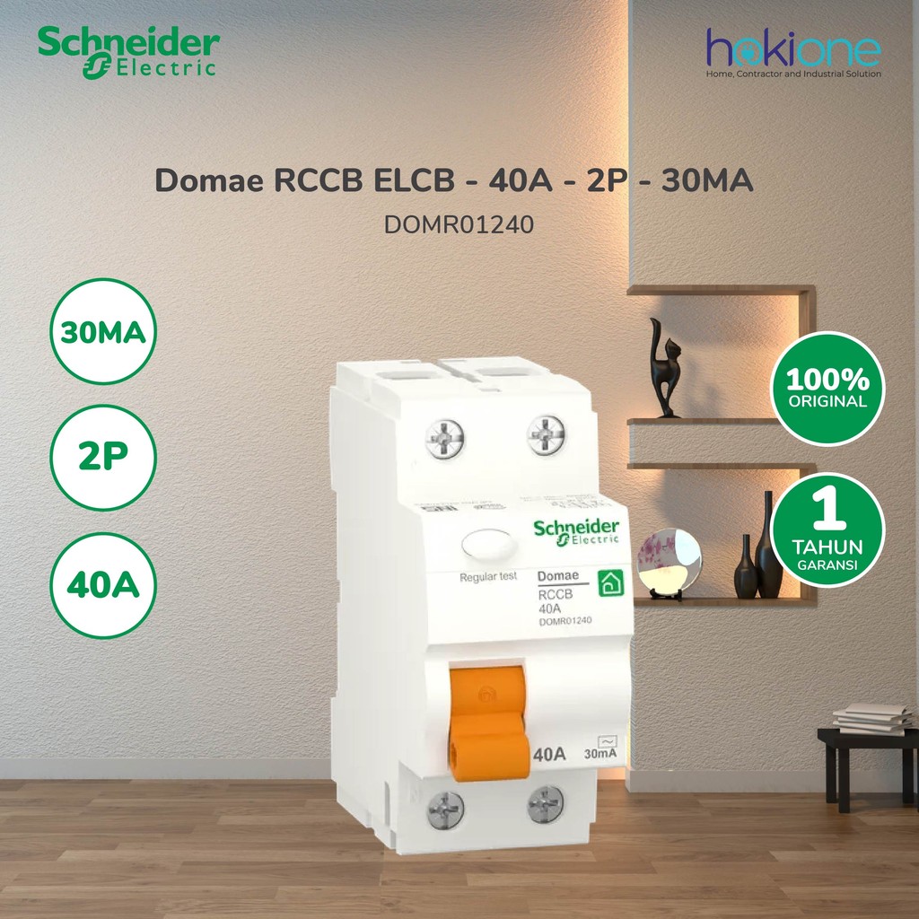 Jual Schneider Electric Domae ELCB/RCCB 2P, 40A, 30mA - DOMR01240 | Shopee Indonesia