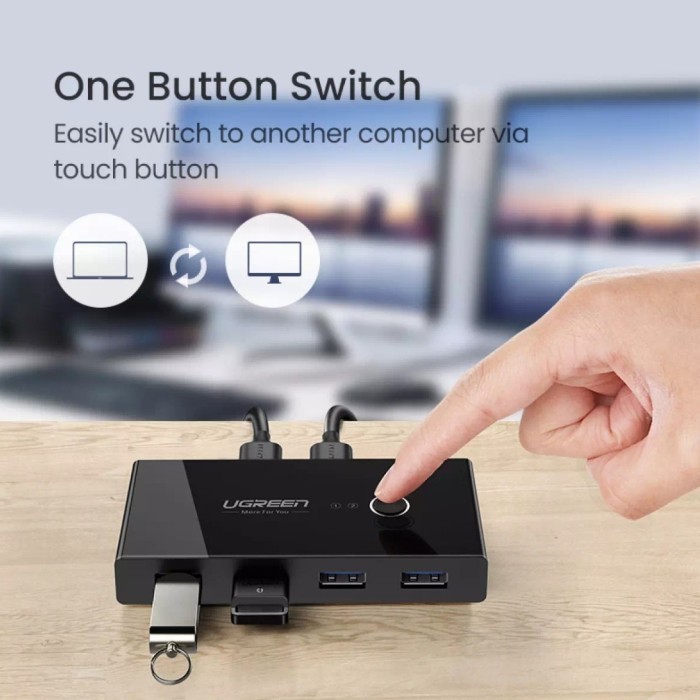 Jual New Ugreen Usb Switch Selector 4 Usb Share 4 Port Kvm Hub For 2 Pc Laptop | Shopee Indonesia